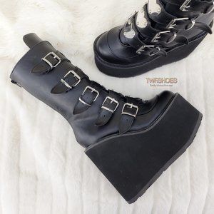 Demonia | Shoes | Black Goth Rave Boots Heart Plate Straps | Poshmark